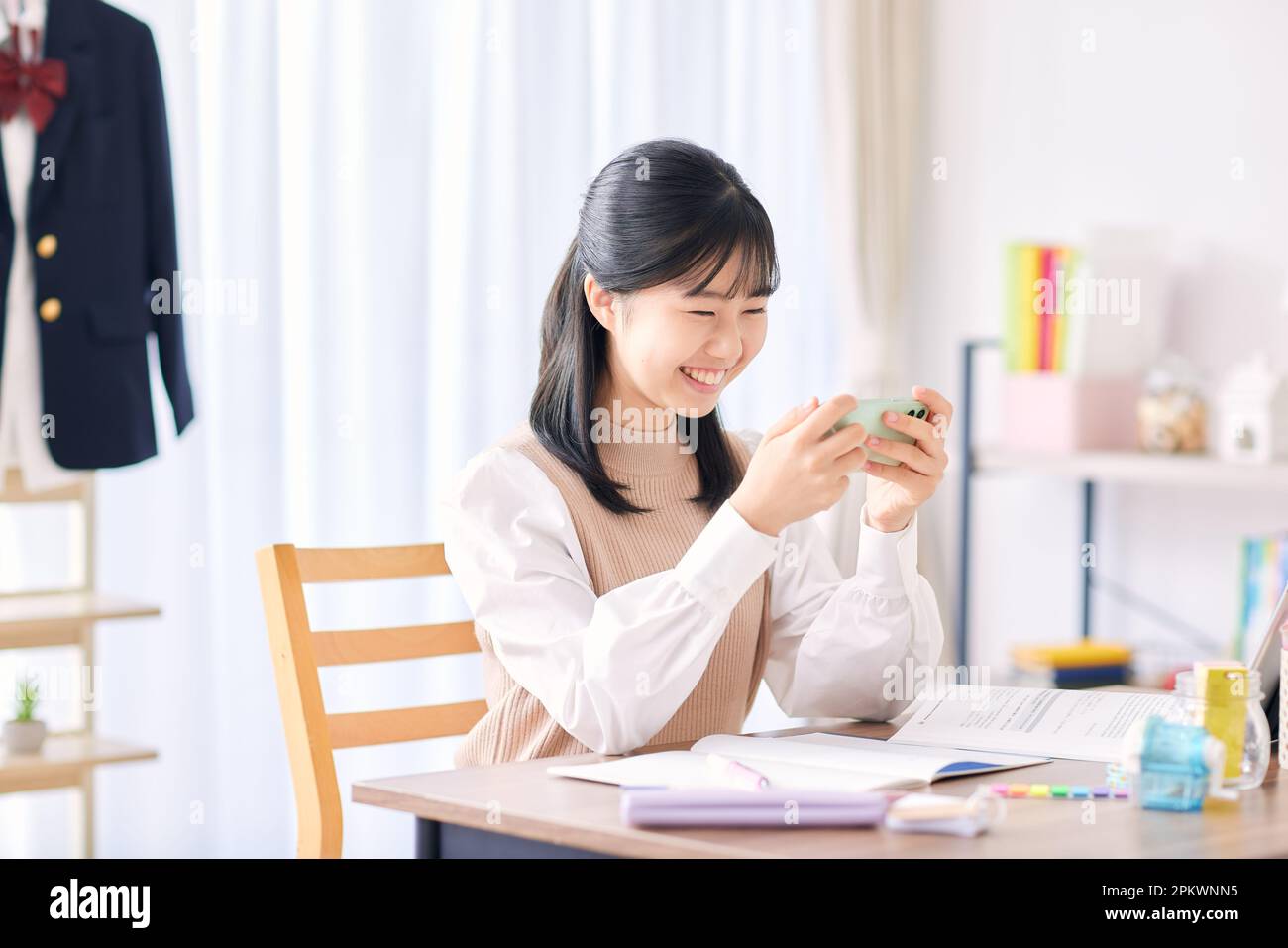 Japanese high school student studying Stock Photo - Alamy