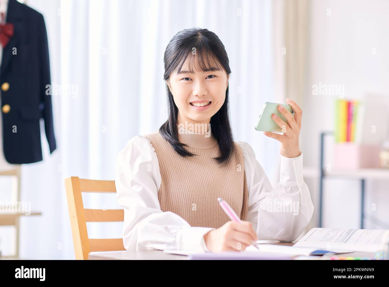 Japanese high school student studying Stock Photo - Alamy