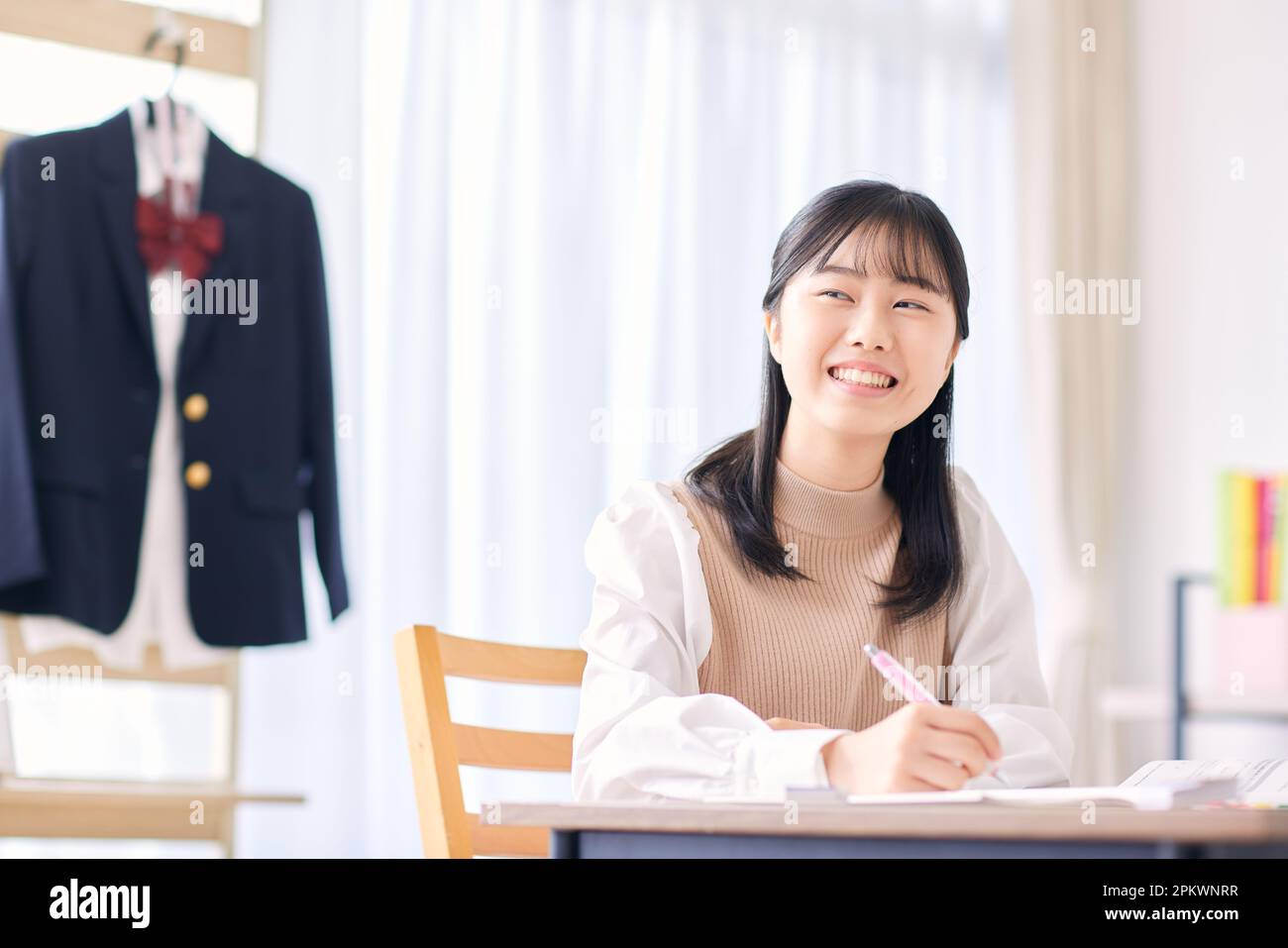 Japanese high school student studying Stock Photo - Alamy