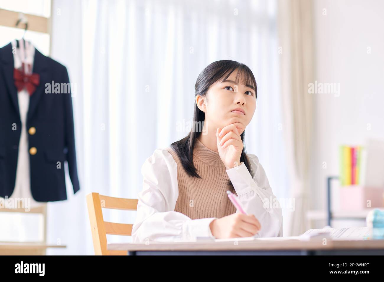 Japanese high school student studying Stock Photo - Alamy