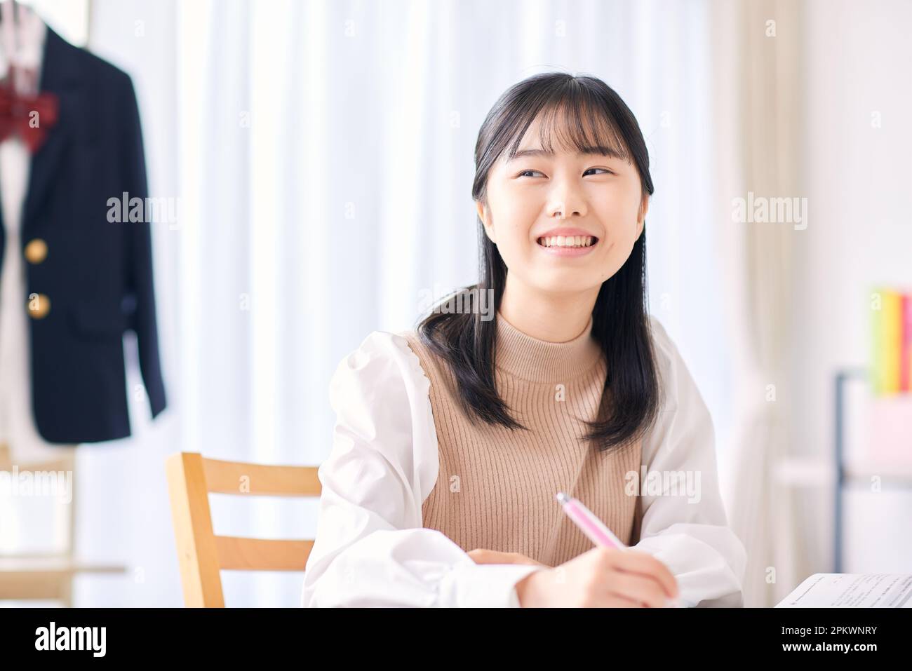 Japanese high school student studying Stock Photo - Alamy