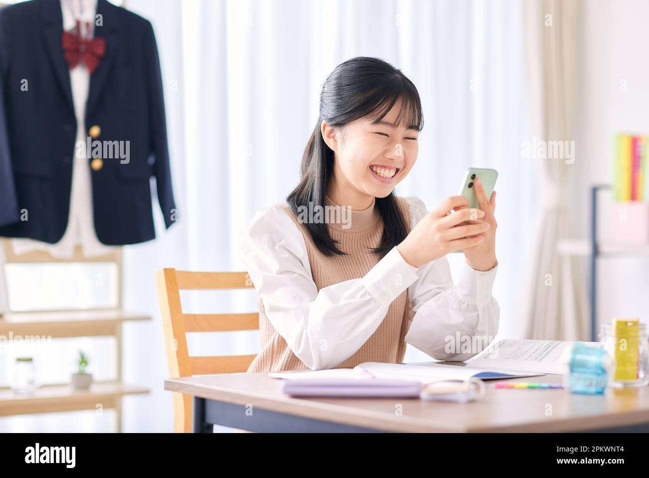 Japanese high school student studying Stock Photo - Alamy