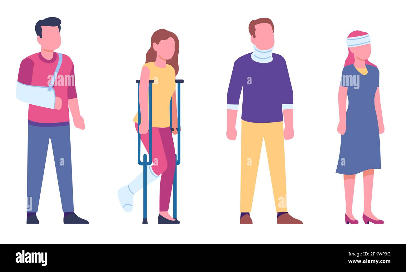 People with injuries, fractures, dislocations. Disabled male or female ...