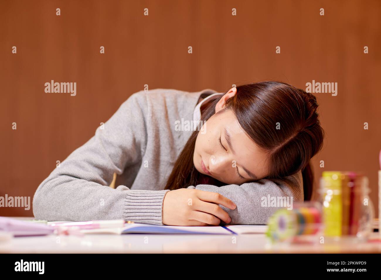 Japanese high school student in uniform studying Stock Photo - Alamy
