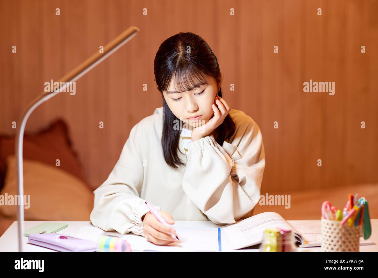 Japanese high school student studying Stock Photo - Alamy