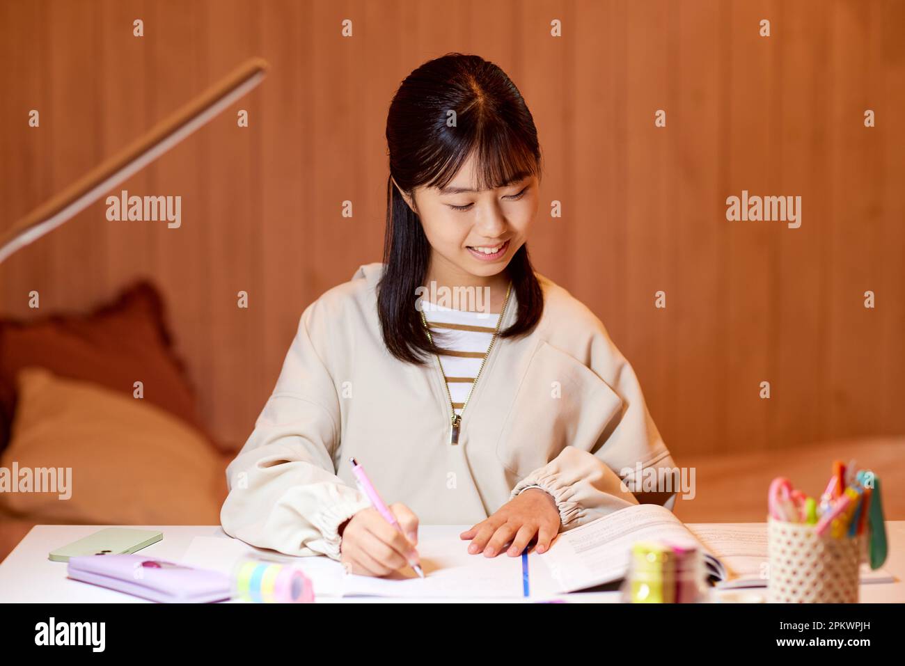 Japanese high school student studying Stock Photo - Alamy