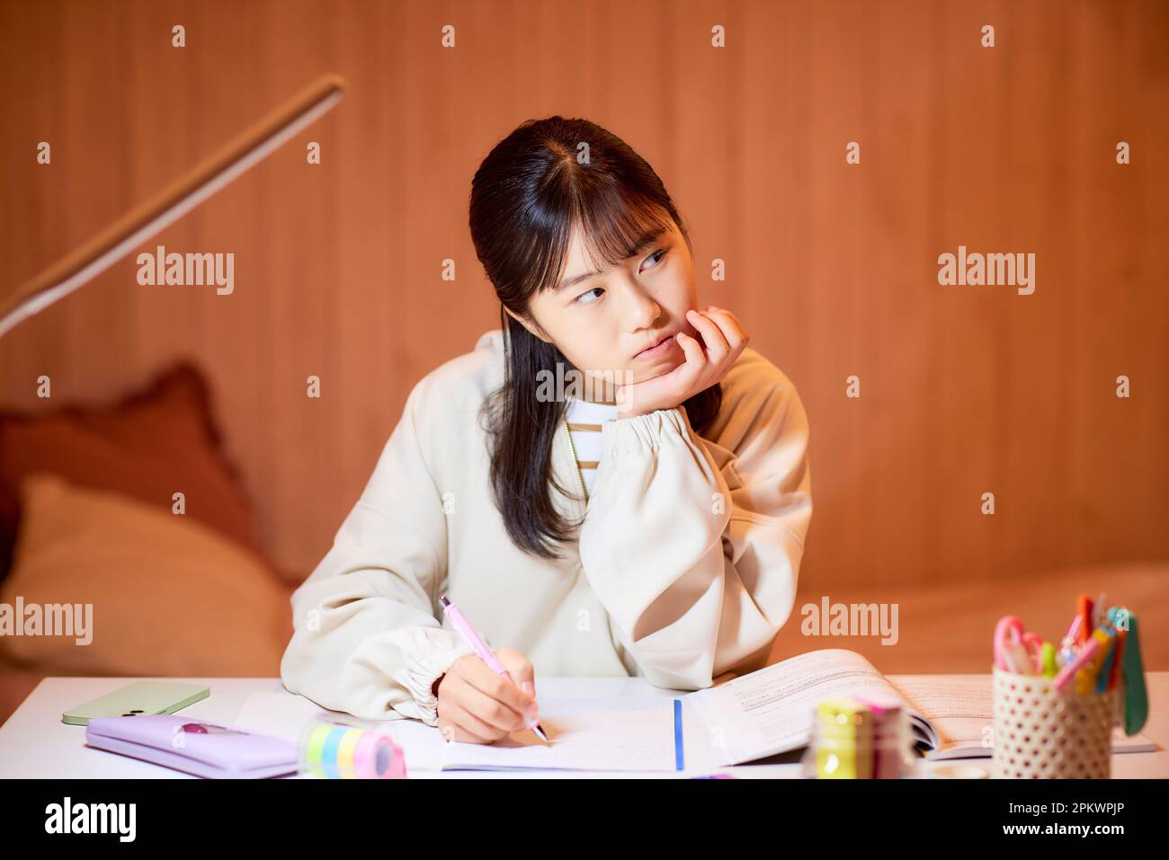 Japanese high school student studying Stock Photo - Alamy