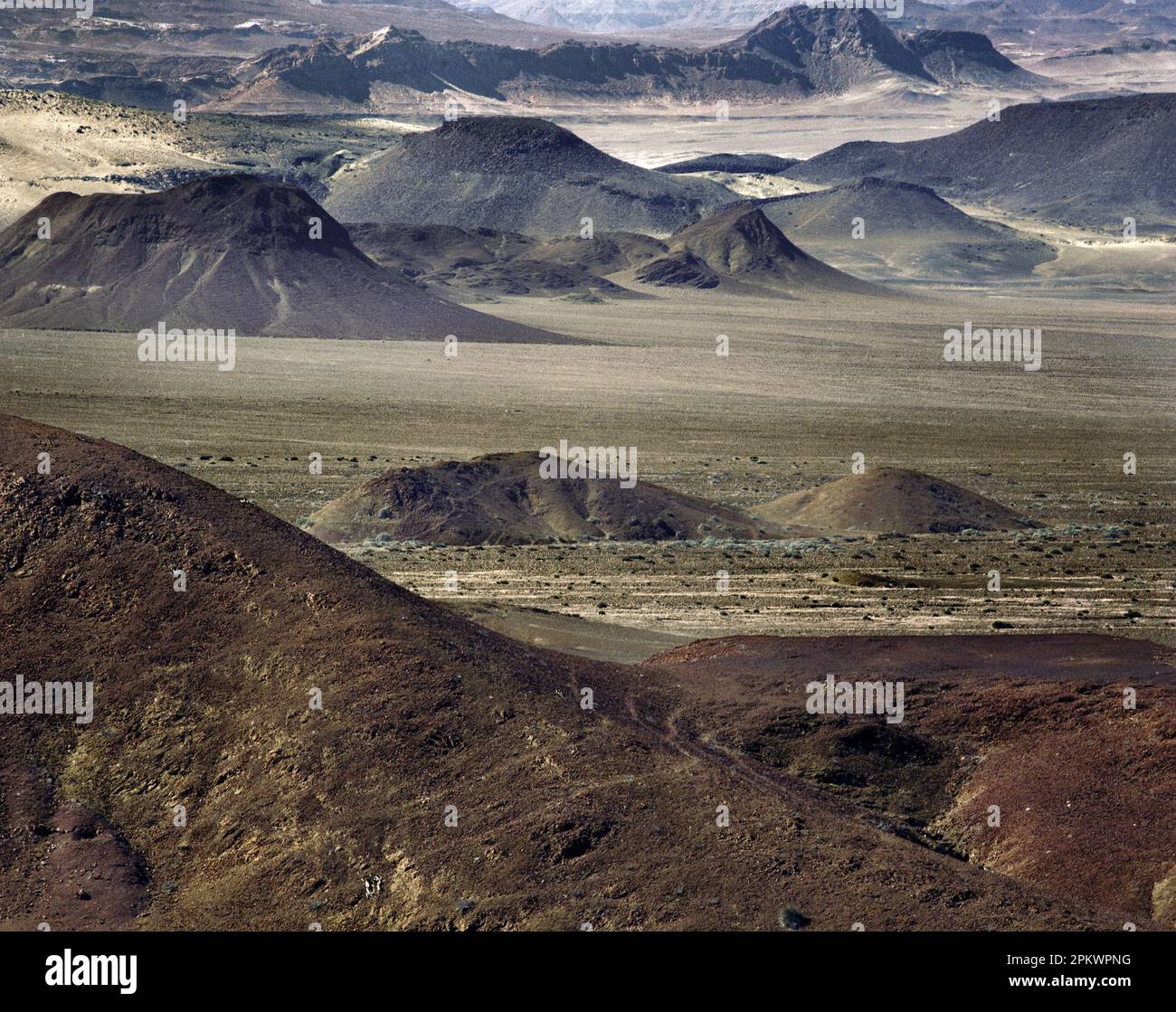 Namib Desert landscape about 33 kilometers inland from the Skeleton ...