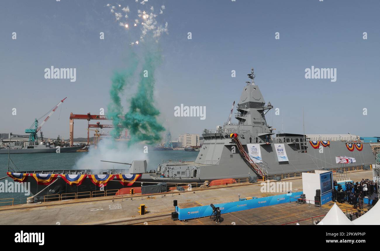 10th Apr, 2023. Launching ceremony for frigate This photo, taken April ...