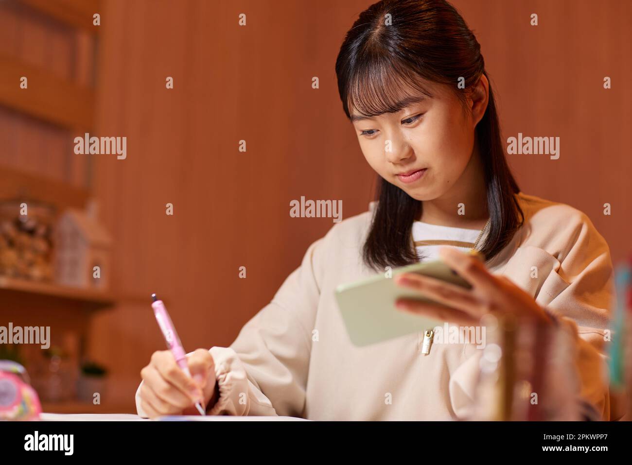 Japanese high school student studying Stock Photo - Alamy