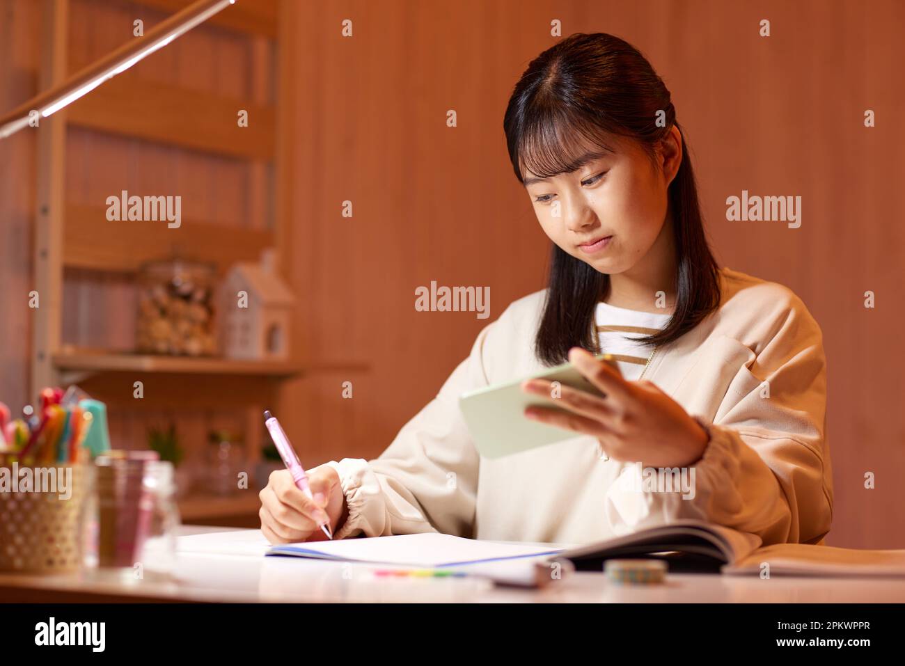 Japanese high school student studying Stock Photo - Alamy