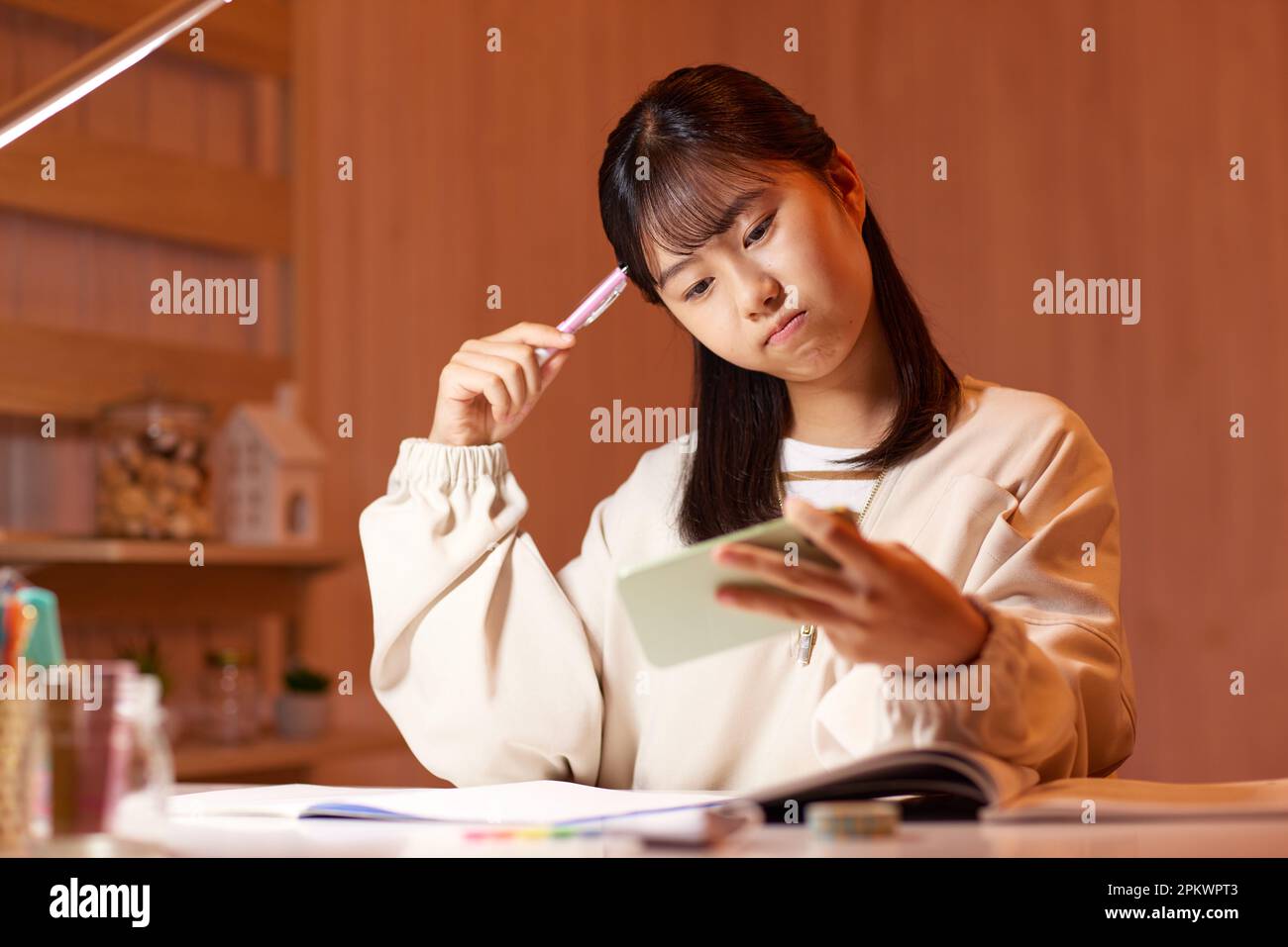 Japanese high school student studying Stock Photo - Alamy