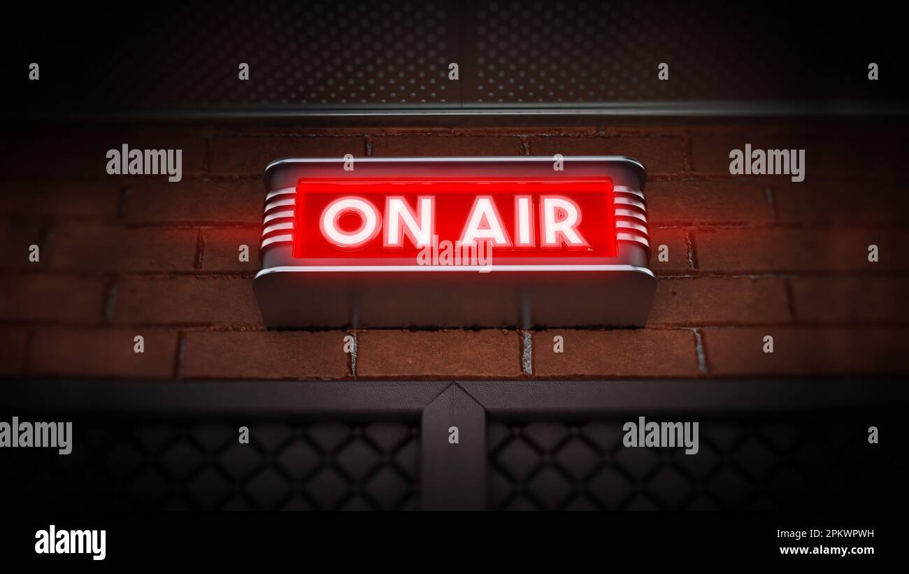 On air sign above the door of a broadcast room. 3D illustration Stock ...