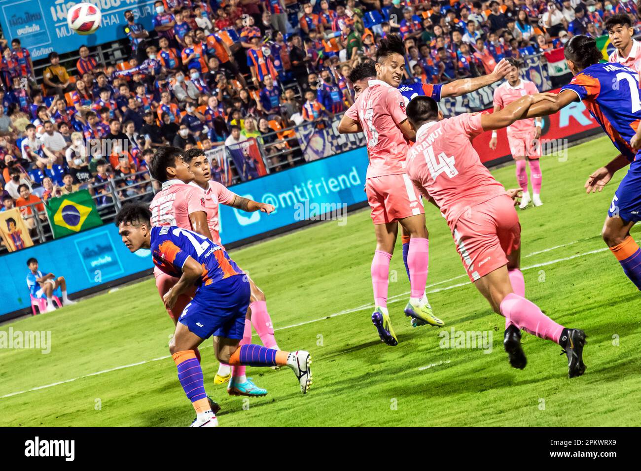 Football action during Thai league match at PAT stadium, Klong Toey ...