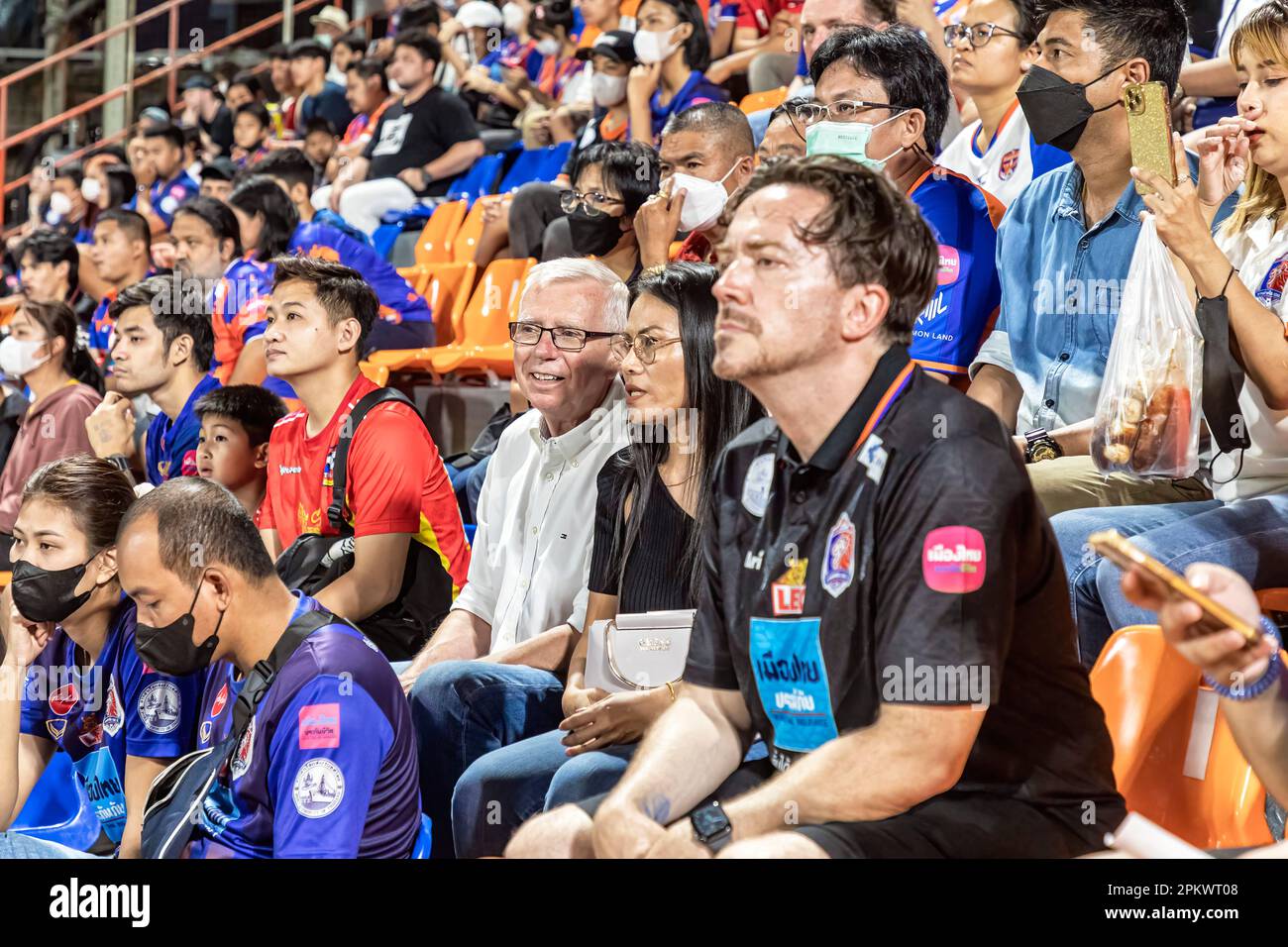 Port F.C. supporters and spectators at Thai football league match at ...