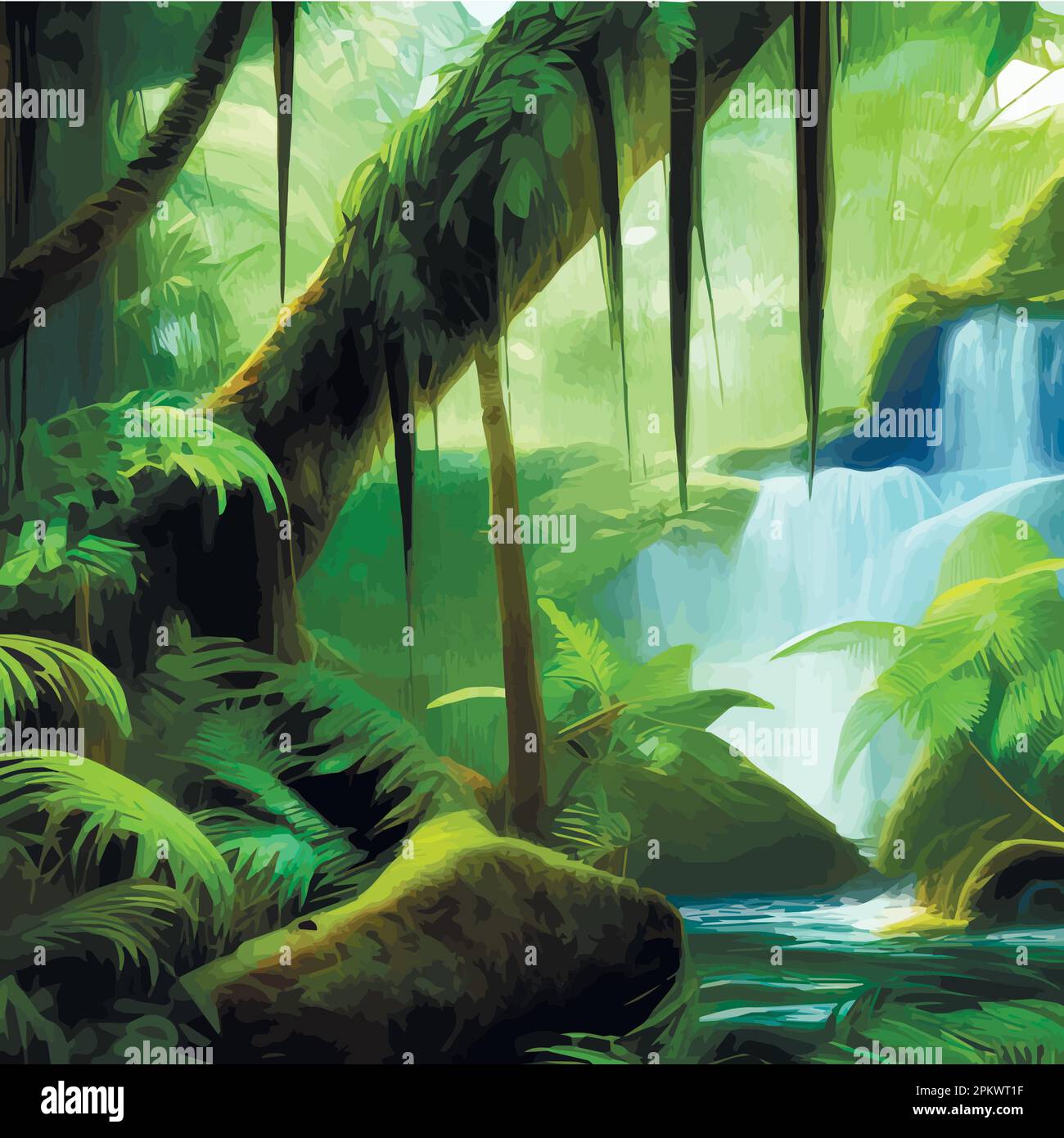 Tropical rainforest tree trunks Stock Vector Images - Alamy