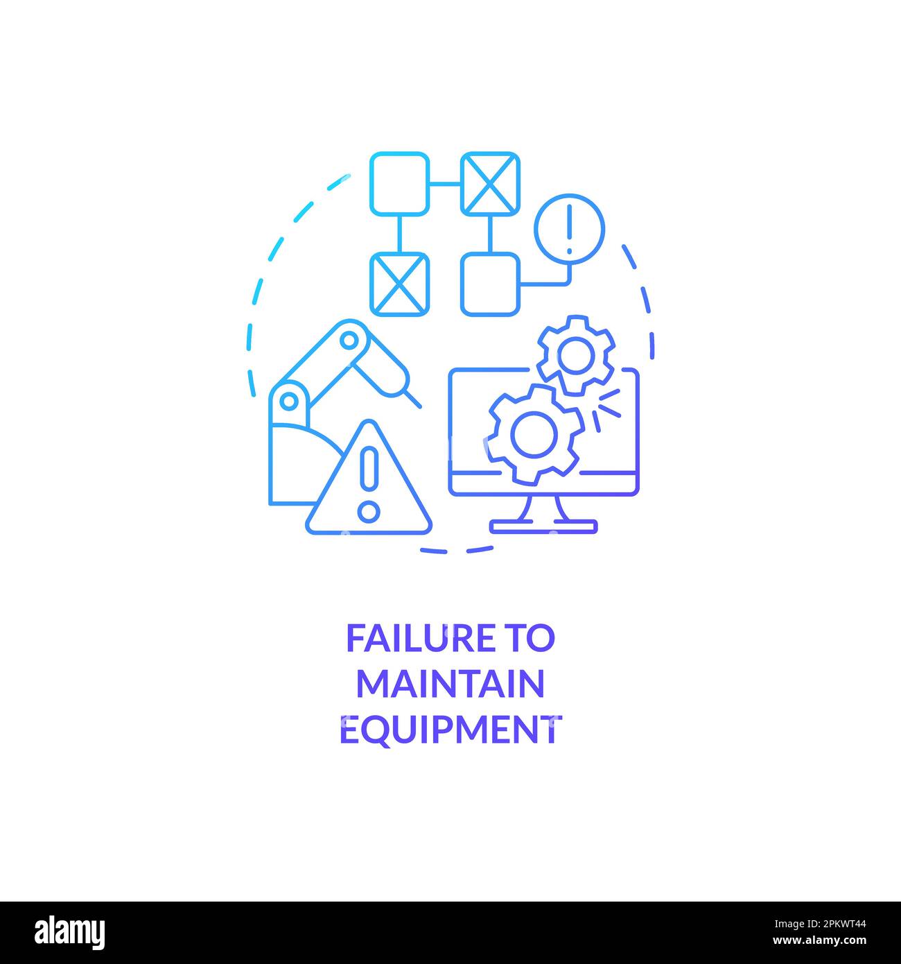 Failure to maintain equipment blue gradient concept icon Stock Vector ...
