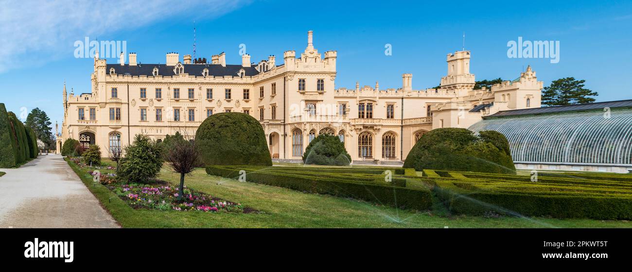 Lednice castle in Czech republic during beautiful springtime day Stock ...
