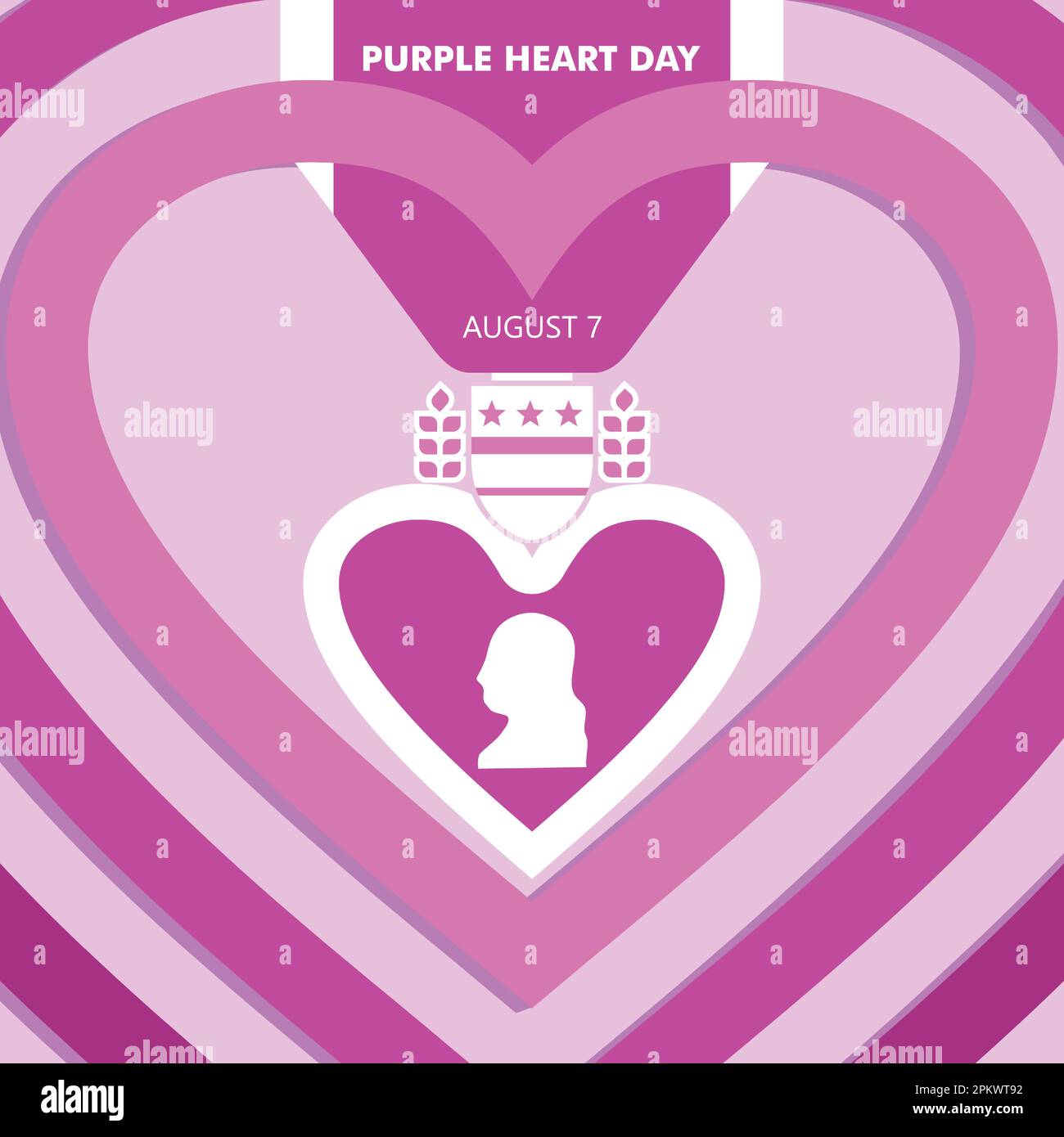 National Purple Heart Day, pink love symbol for 7th august memorial day ...