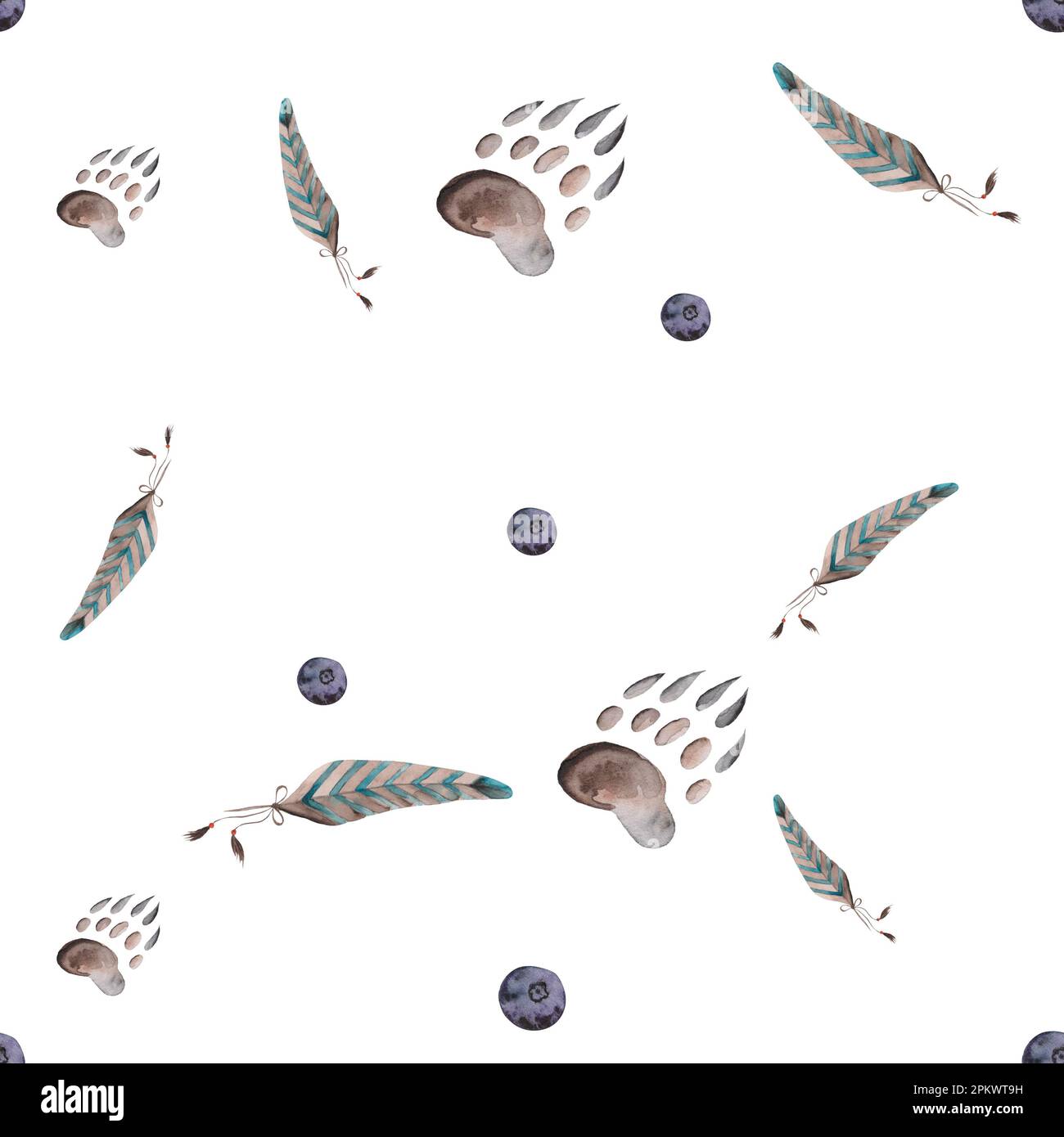 Watercolor tribal seamless pattern.Watercolor wigwams and authentic ...