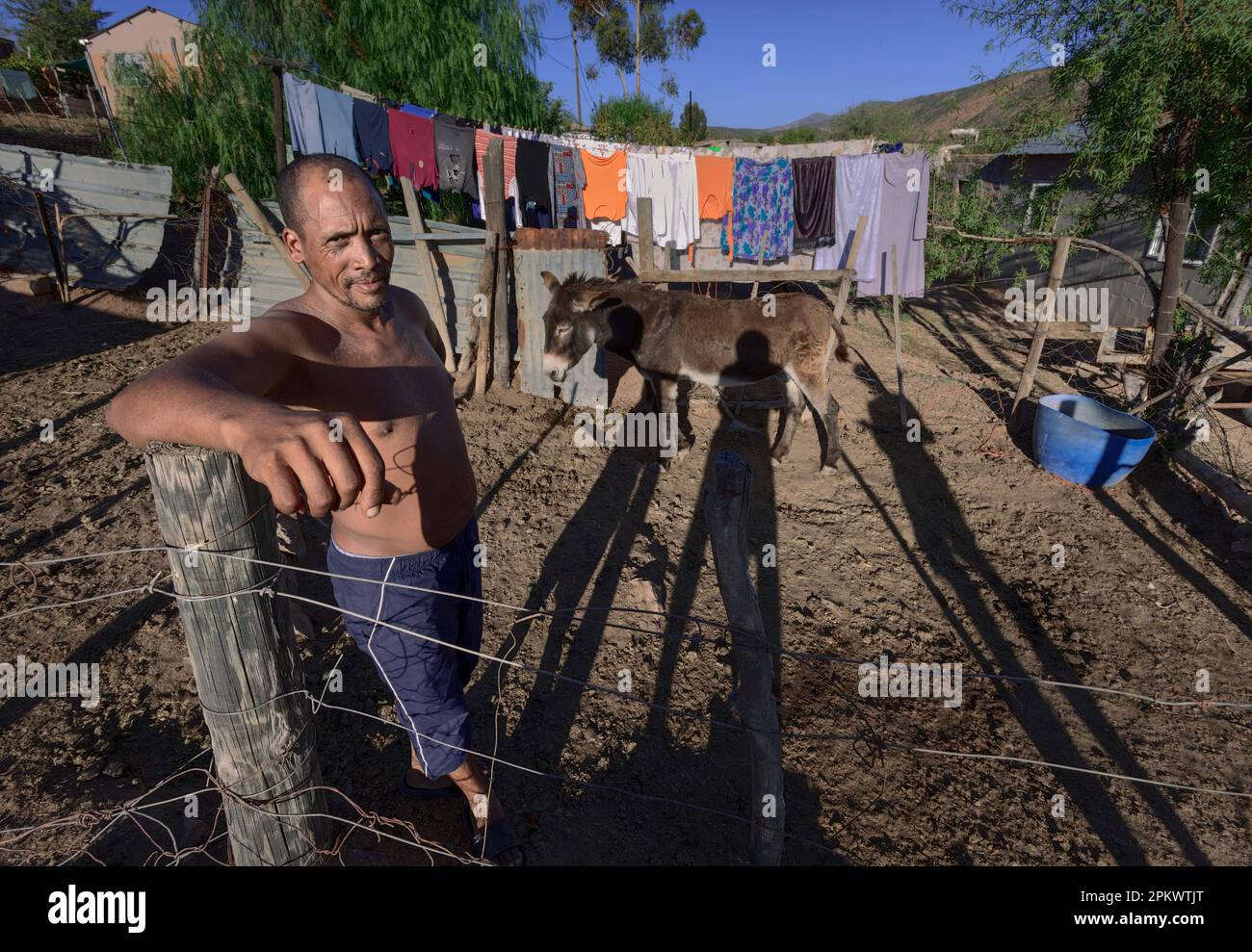 Arrie Noble with his donkey named ‘Diamond’ in Zoar Stock Photo - Alamy