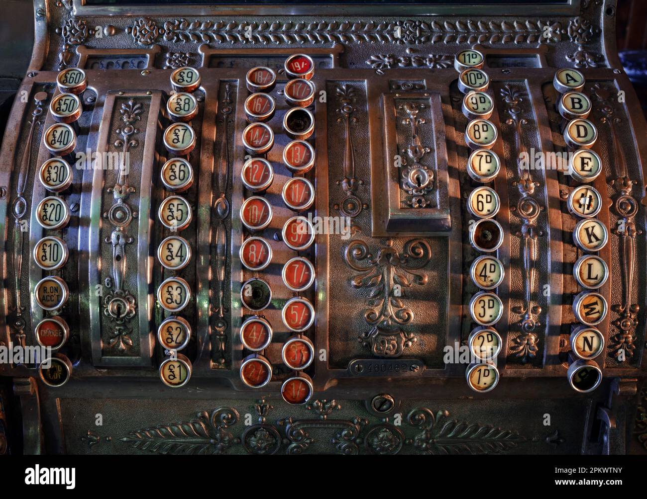 An old manual till stand in the bar of the Rhodes Hotel in the southern ...