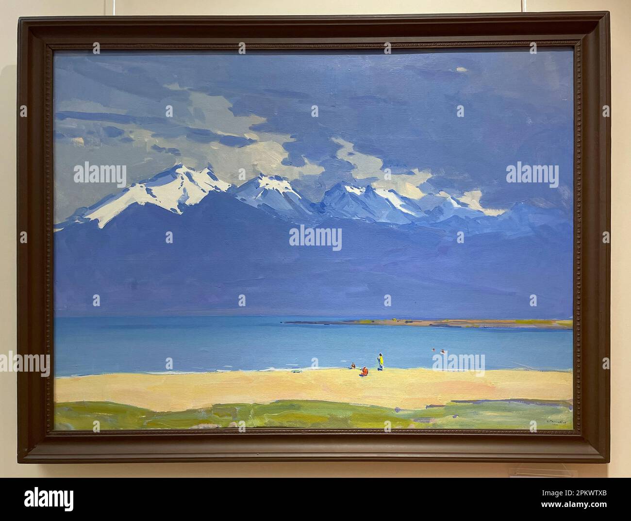 A painting by U Tansiqboyev, titled, Lake Issyk Kul, 1964. At the ...