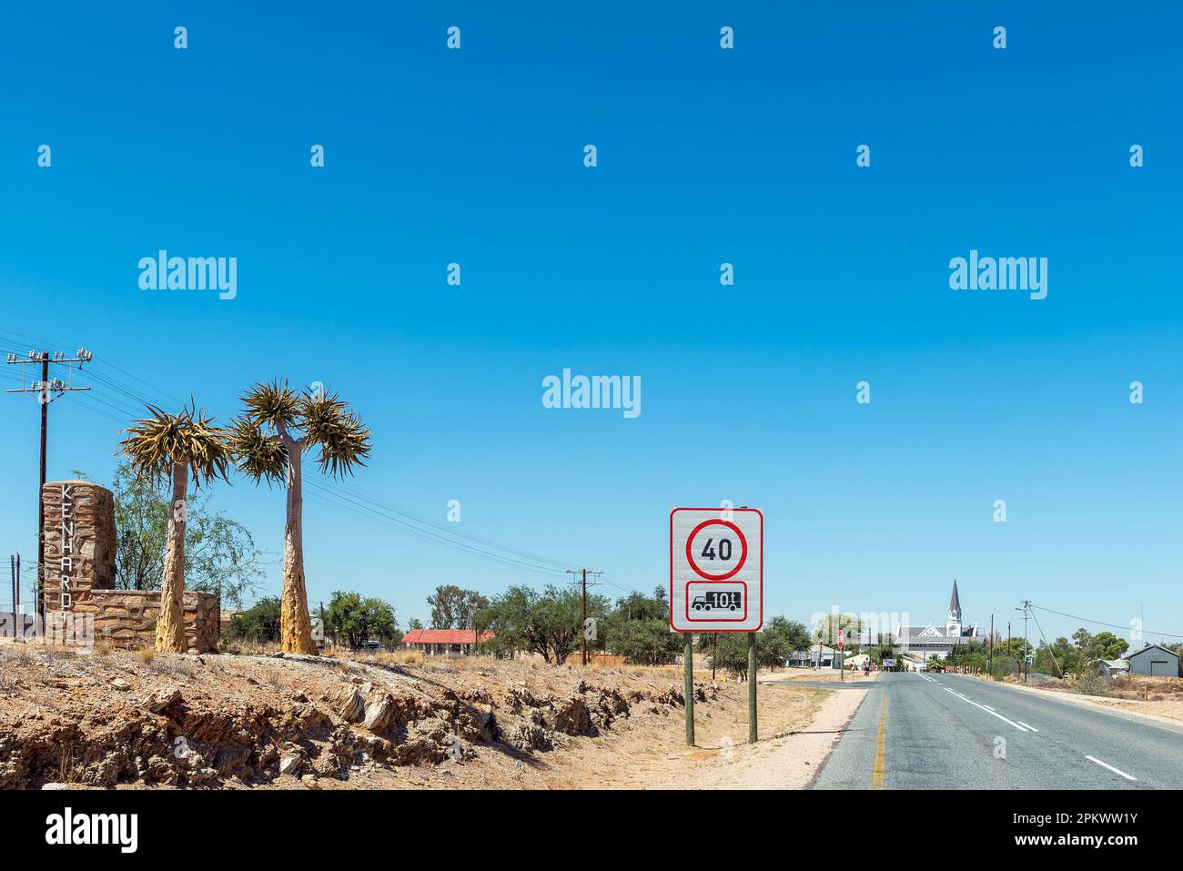 Kenhardt, South Africa - Feb 28 2023: Quiver trees and a speed limit ...