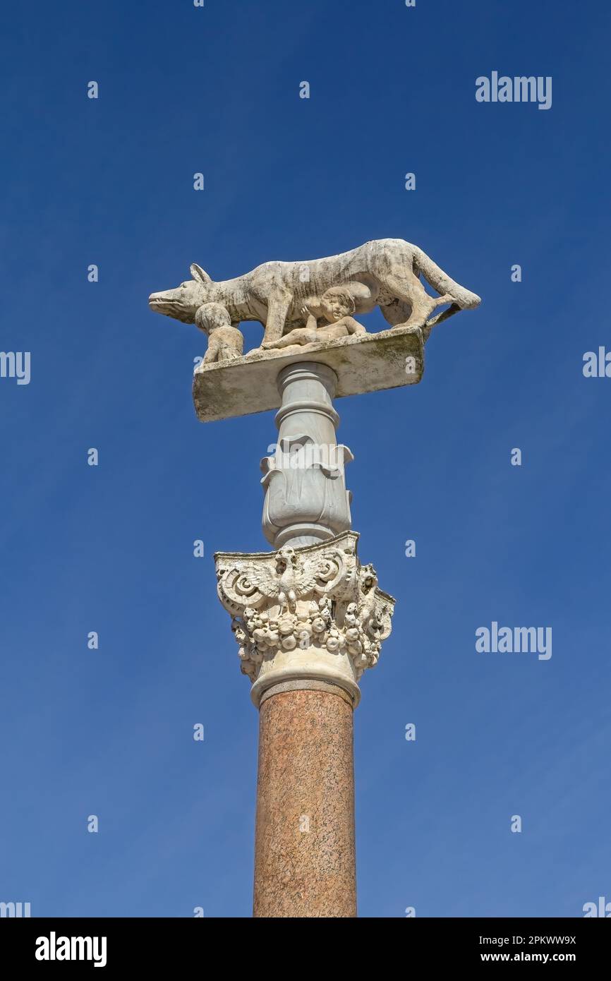 Siena Sienna Statue Statue of Wolf feeding Romulus and Remus. The ...