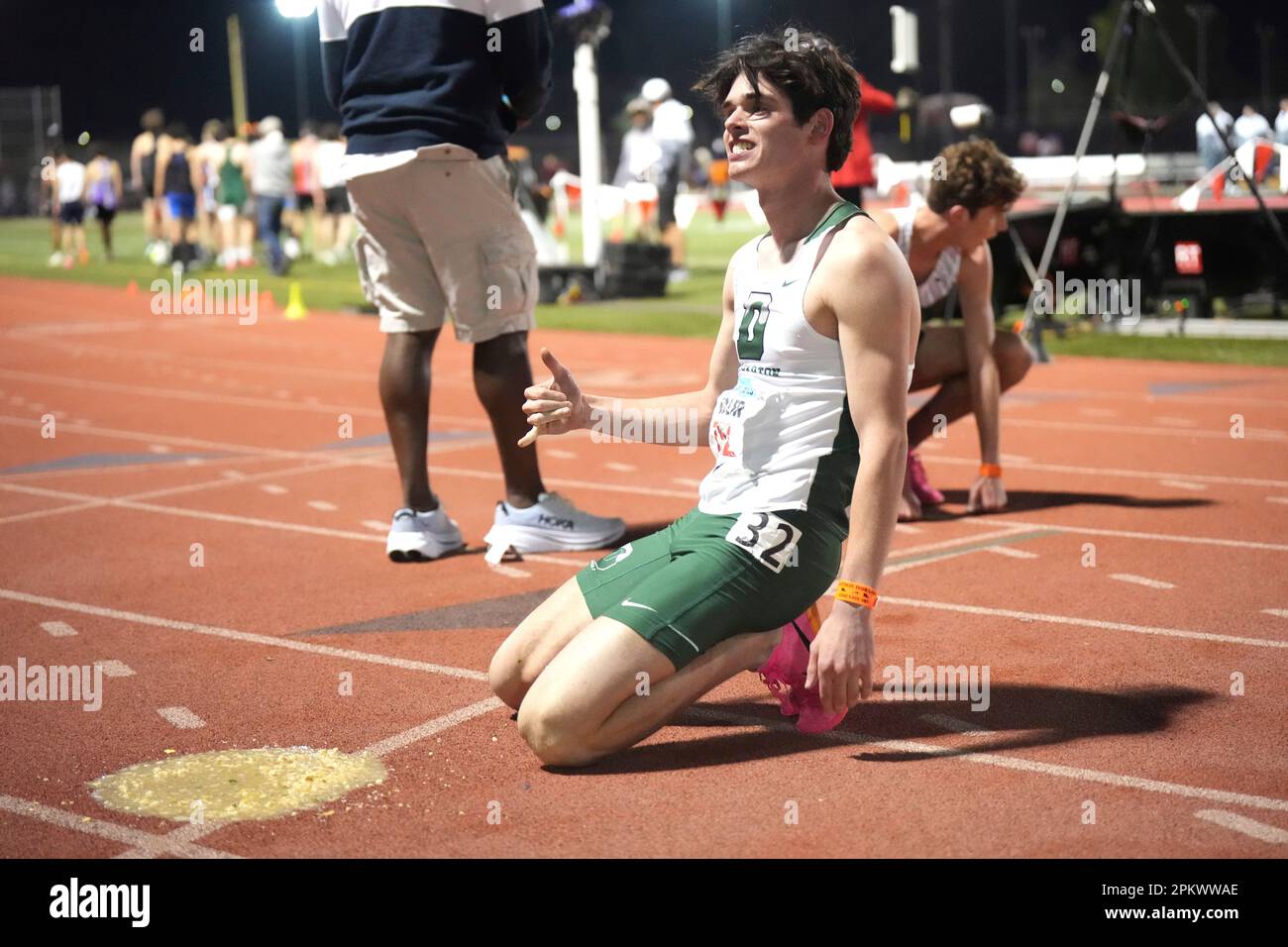 Collin Boler of Delbarton vomits after the 3,200m during the Arcadia ...