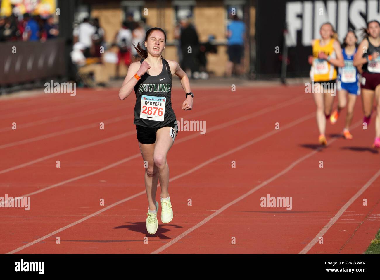 Rebecca O'Keefe of Skyline wins the girls seeded mile in 4:48.24 during ...