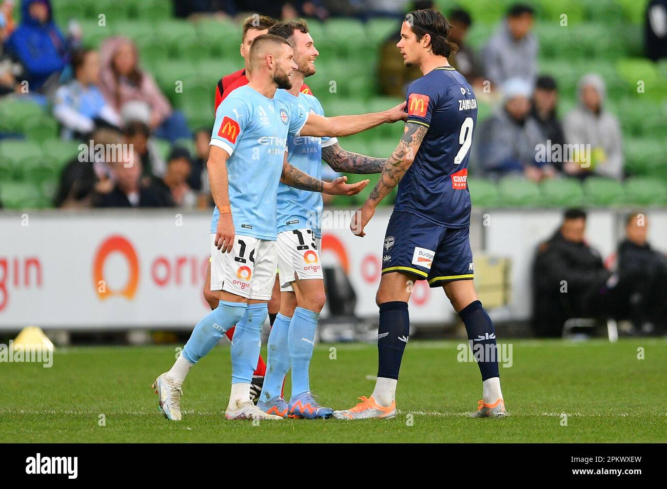 Melbourne, Australia. 10 Apr 2023. Pictured: Valon Berisha (L) and ...