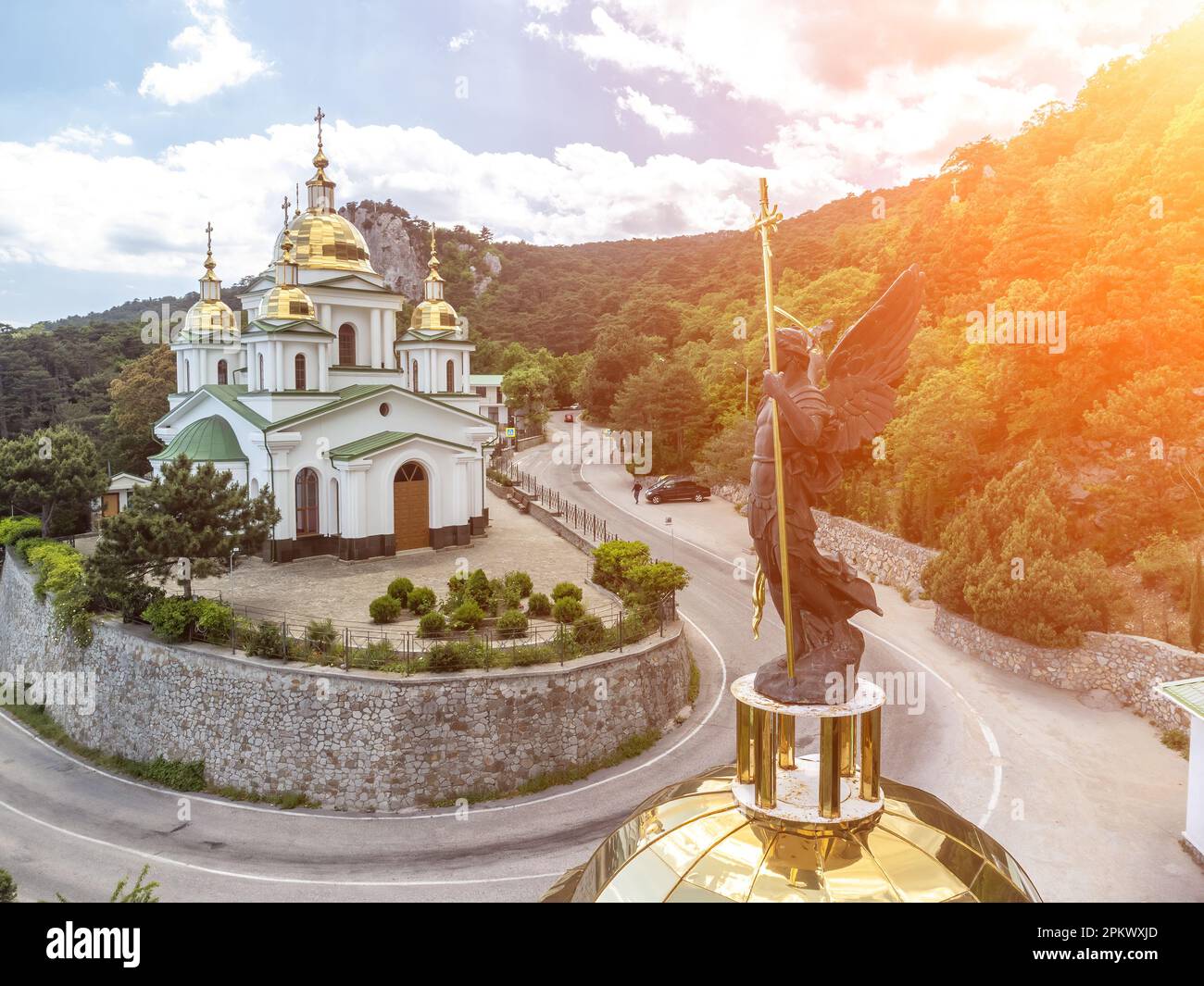 Christian church in the mountains above the sea. Temple of the Holy ...