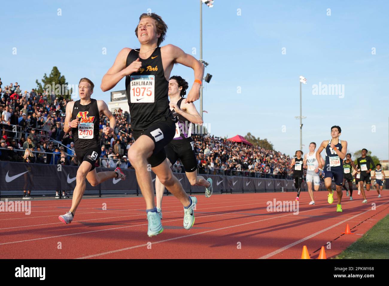 Aaron Sahlman (1975) of Newbury Park wins the 800m in 1:49.07 during ...