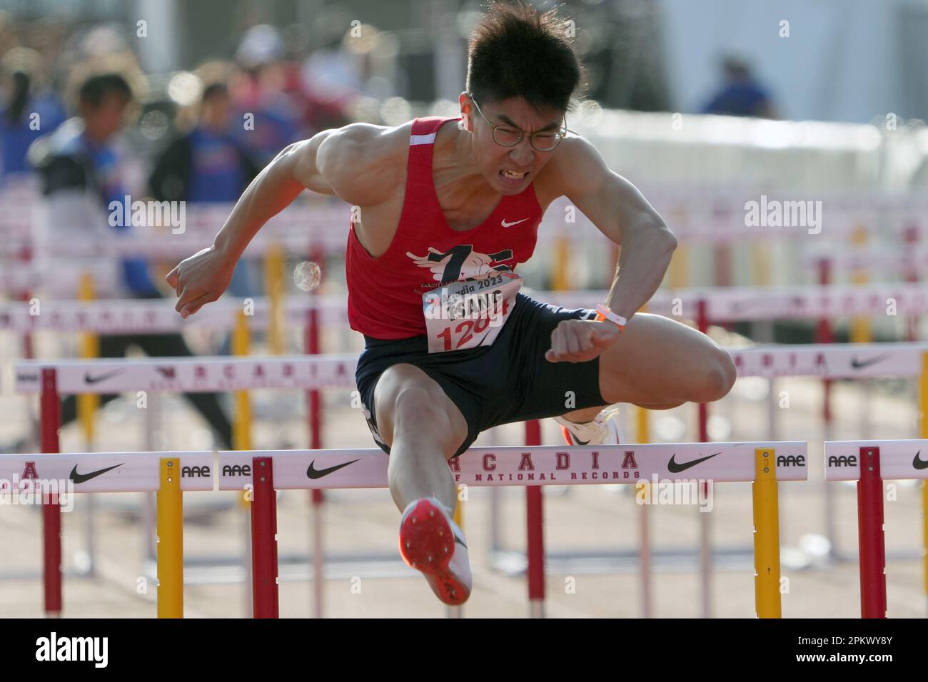 Ben Kin Ho Tsang of Indpendence wins the seeded 110m hurdles in 14.24 ...