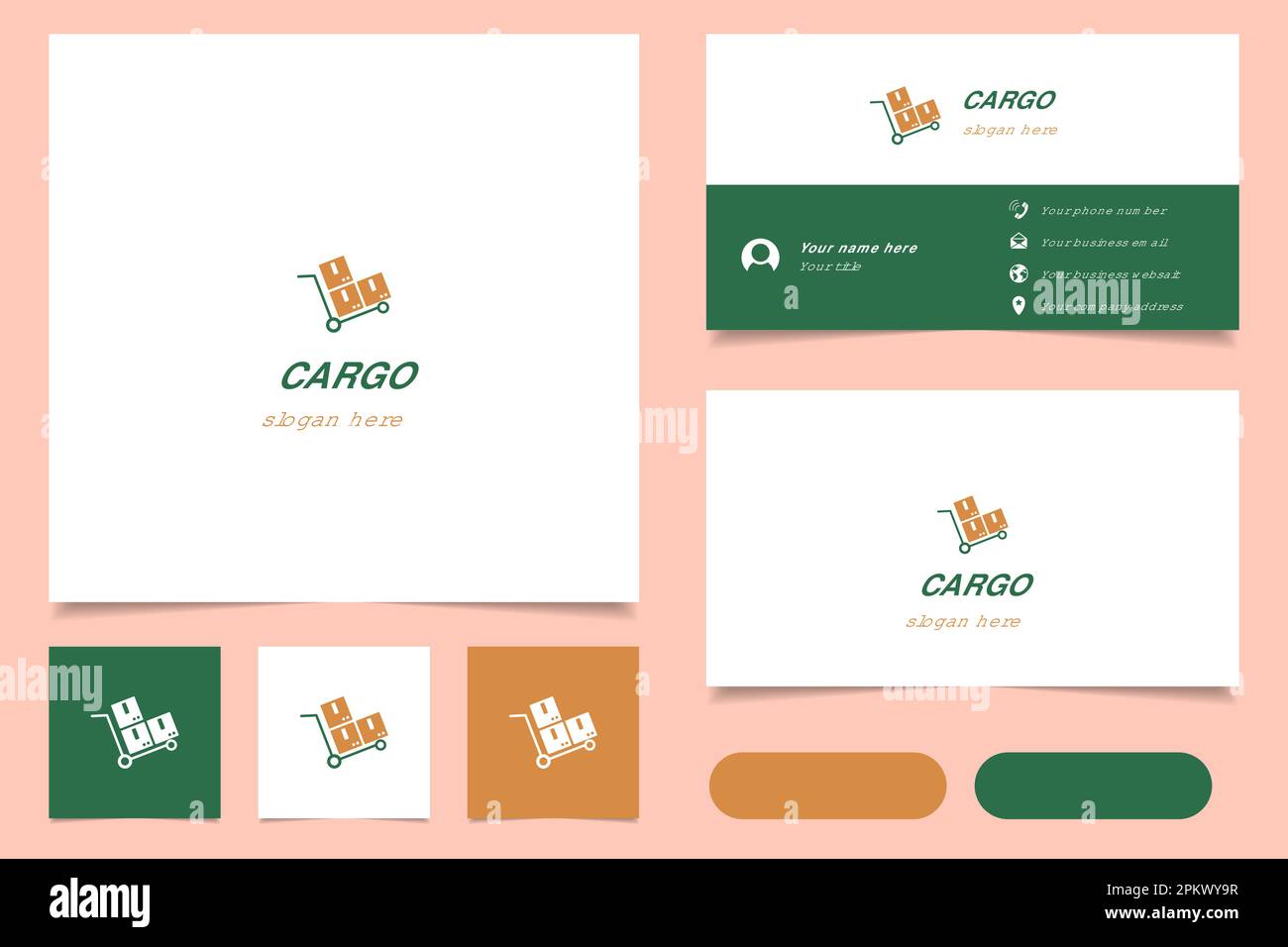 Cargo logo design with editable slogan. Branding book and business card ...