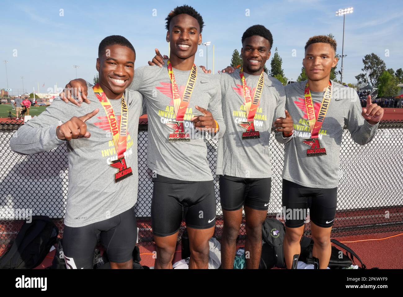 Members of the Granada Hills Charter 4 x 100m relay, from left, Jayden ...