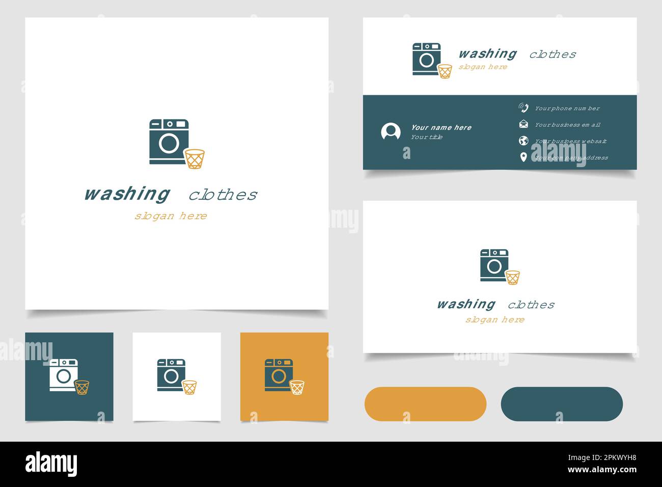 Washing clothes logo design with editable slogan. Branding book and ...