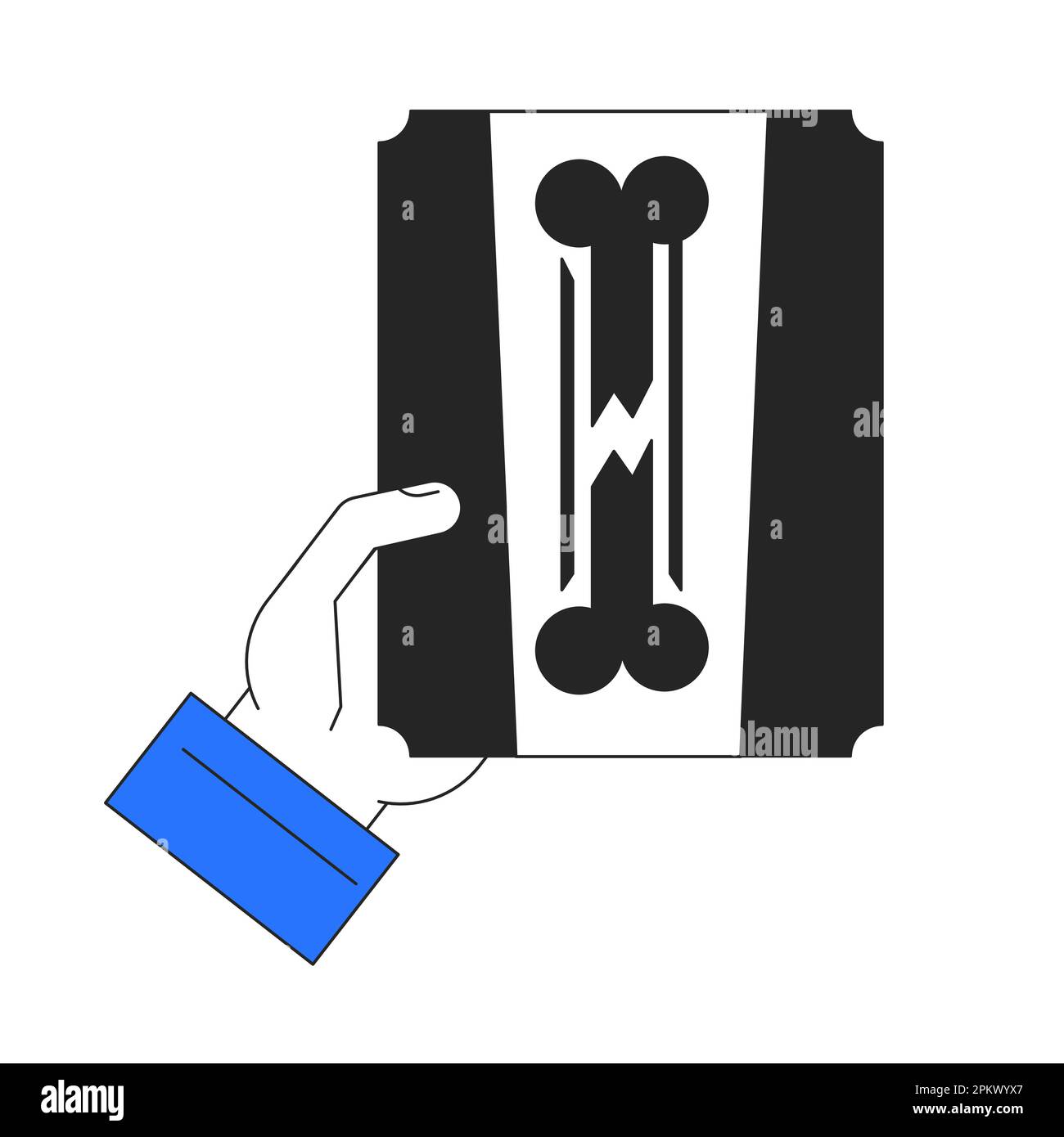 Holding bone fracture x ray scan flat line concept vector spot ...