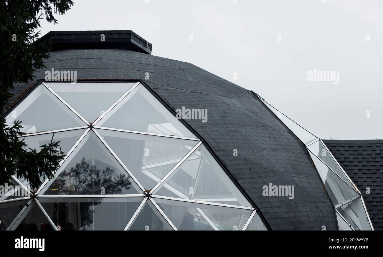 eco house in the form of a sphere. mobile dome design. Outside ...