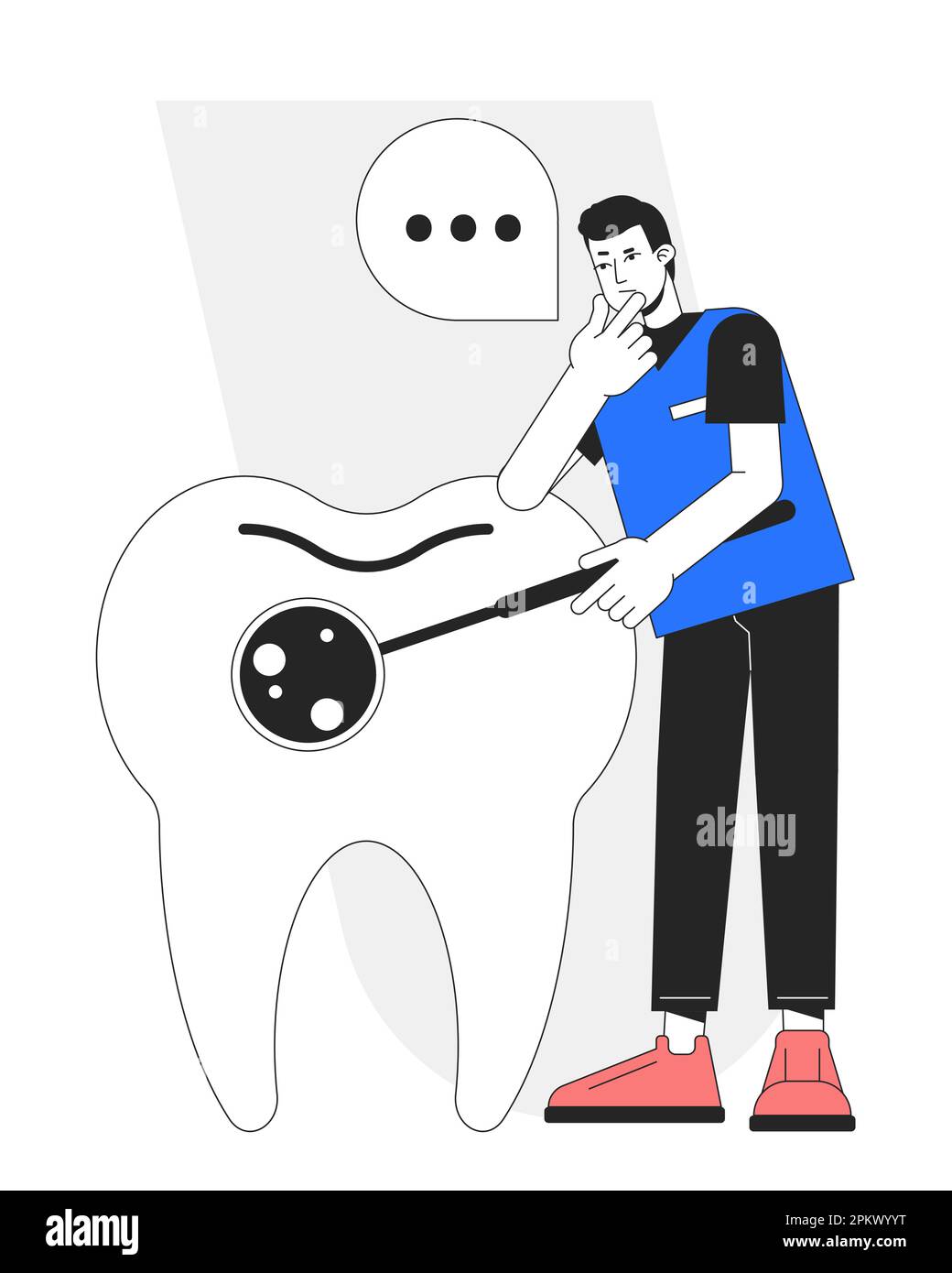 Regular dental check up flat line concept vector spot illustration ...