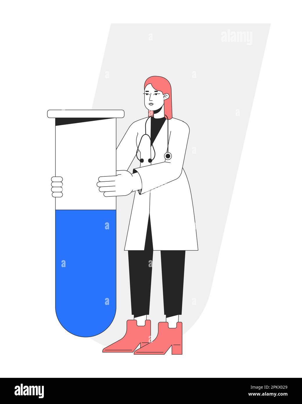 Test in medical laboratory flat line concept vector spot illustration ...