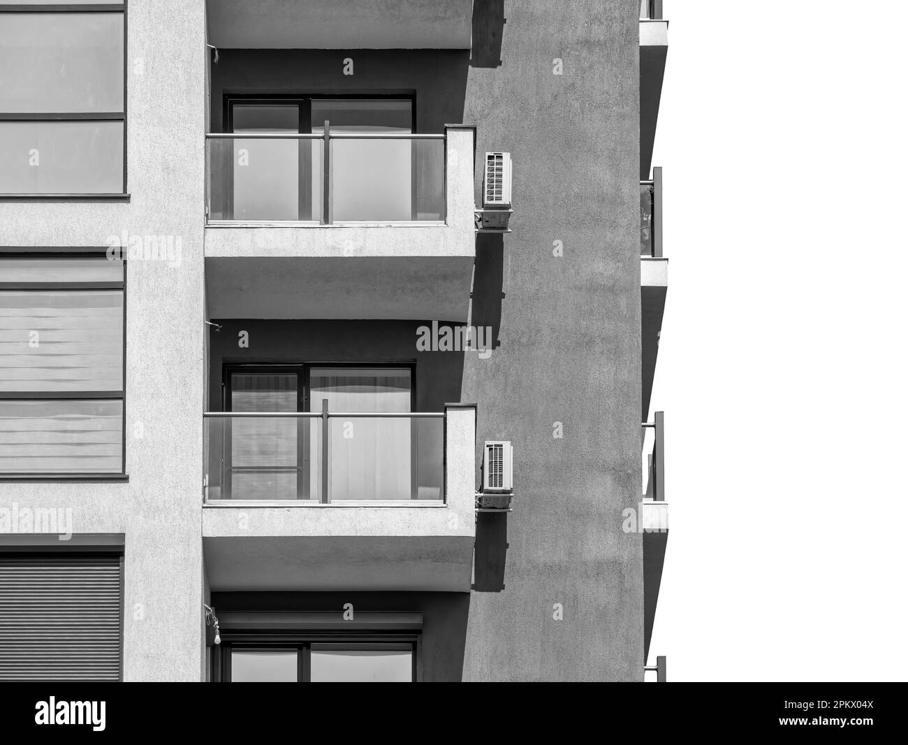 Detail with a apartment building s balcony. Abstract minimalist picture ...