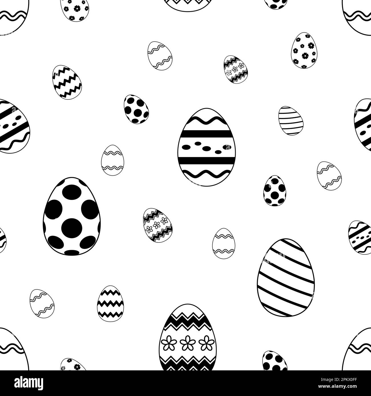 Easter Egg seamless vector. Black outline eggs. Isolated background ...