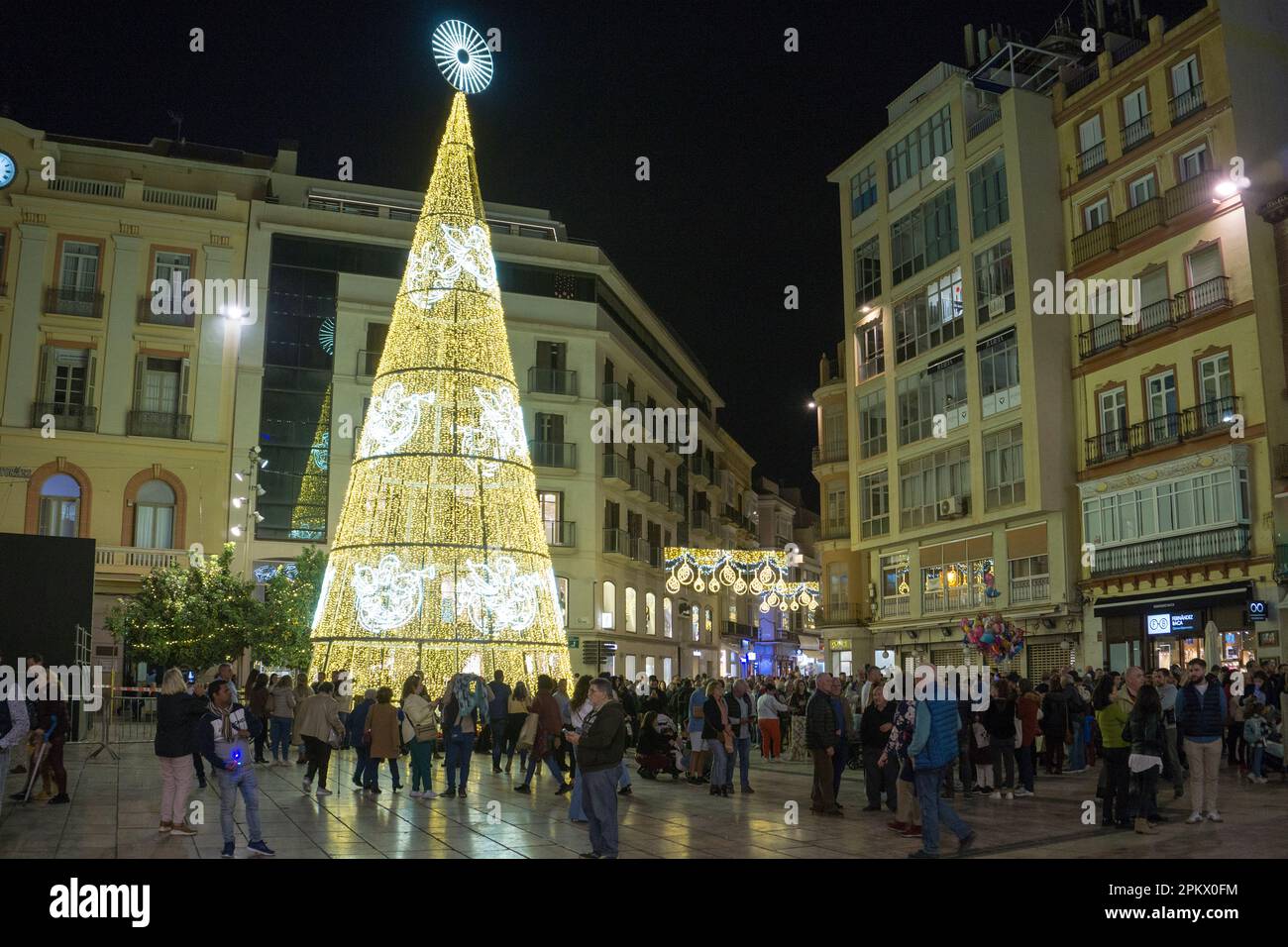 Christmas lights at Plaza de la Constitucionin, next to Calle Marques ...