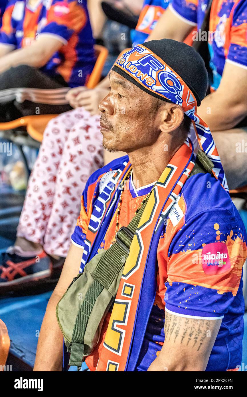 Port F.C. supporters and spectators at Thai football league match at ...