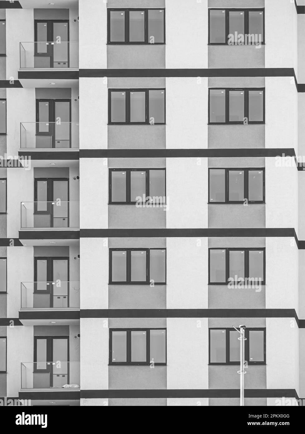 Detail with a apartment building s balcony. Abstract minimalist picture ...