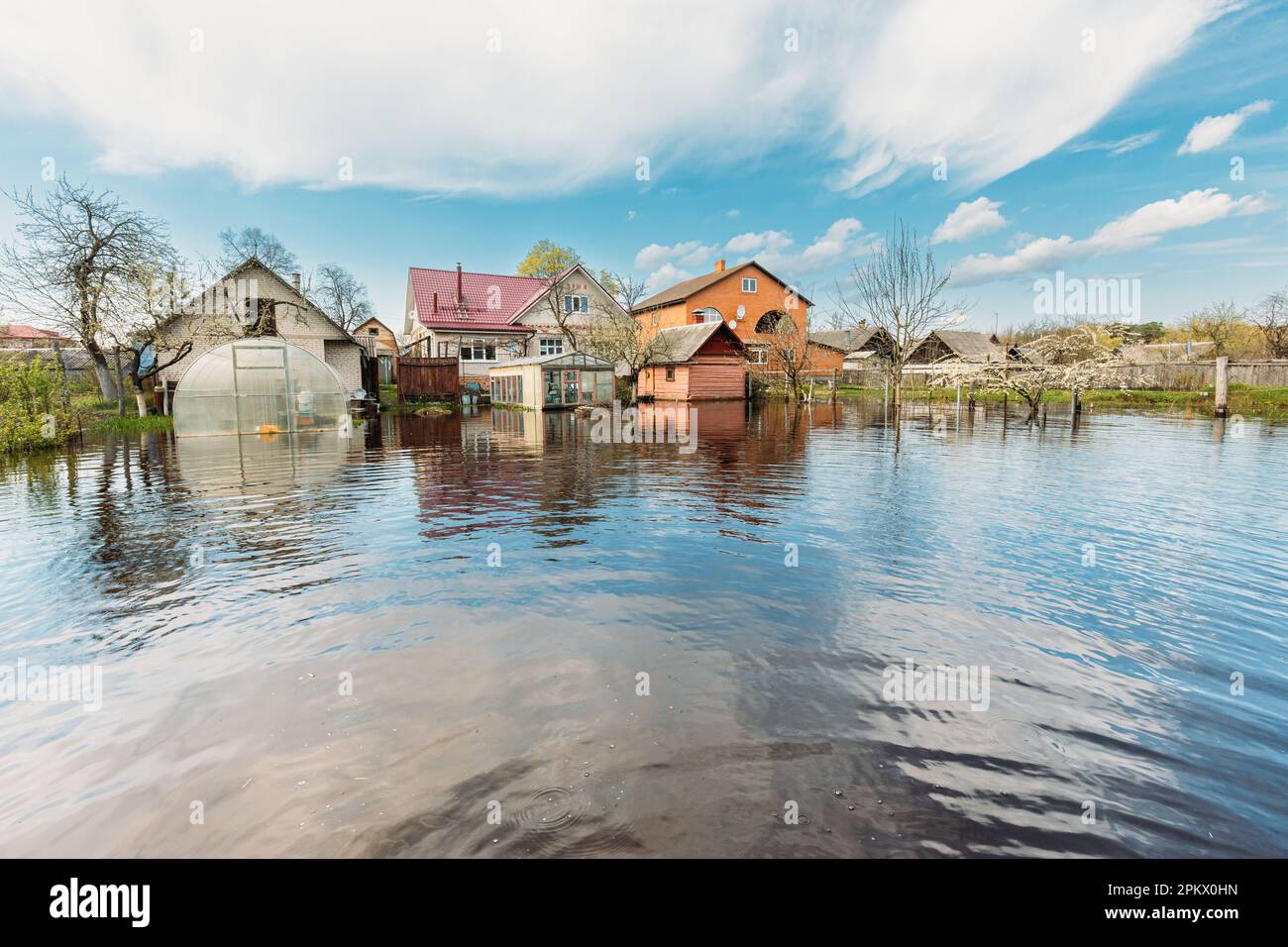 Vegetable Garden Beds In Water During Spring Flood floodwaters during ...