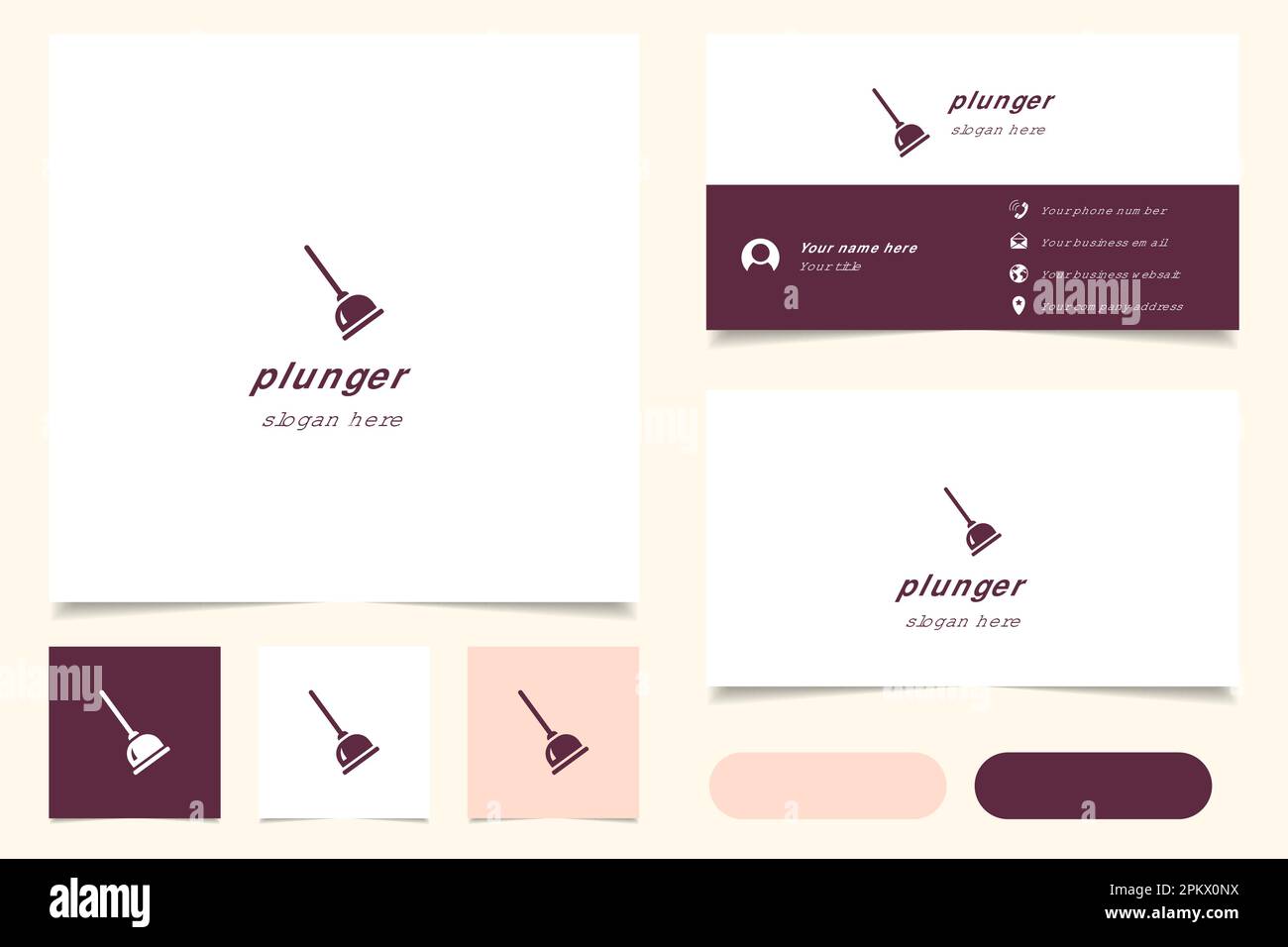 Plunger logo design with editable slogan. Branding book and business ...