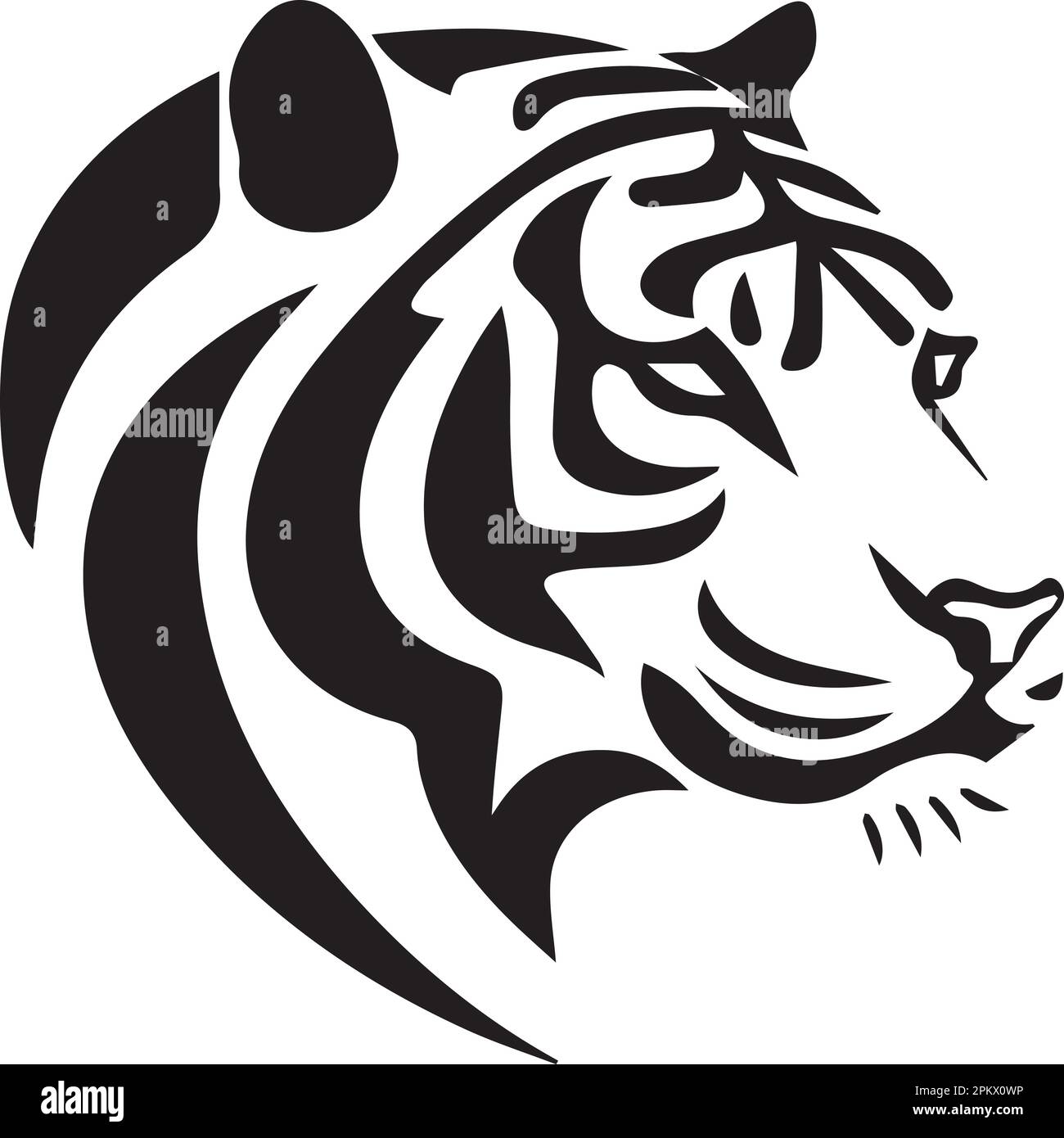 The tiger icon is black, on a white background Stock Vector Image & Art ...